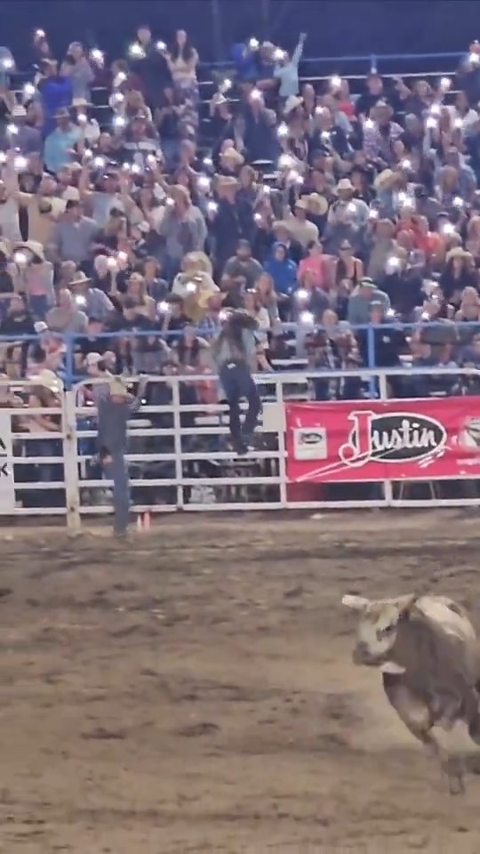 Toro se vuelve loco en el rodeo y se lanza sobre el público, corneando ...